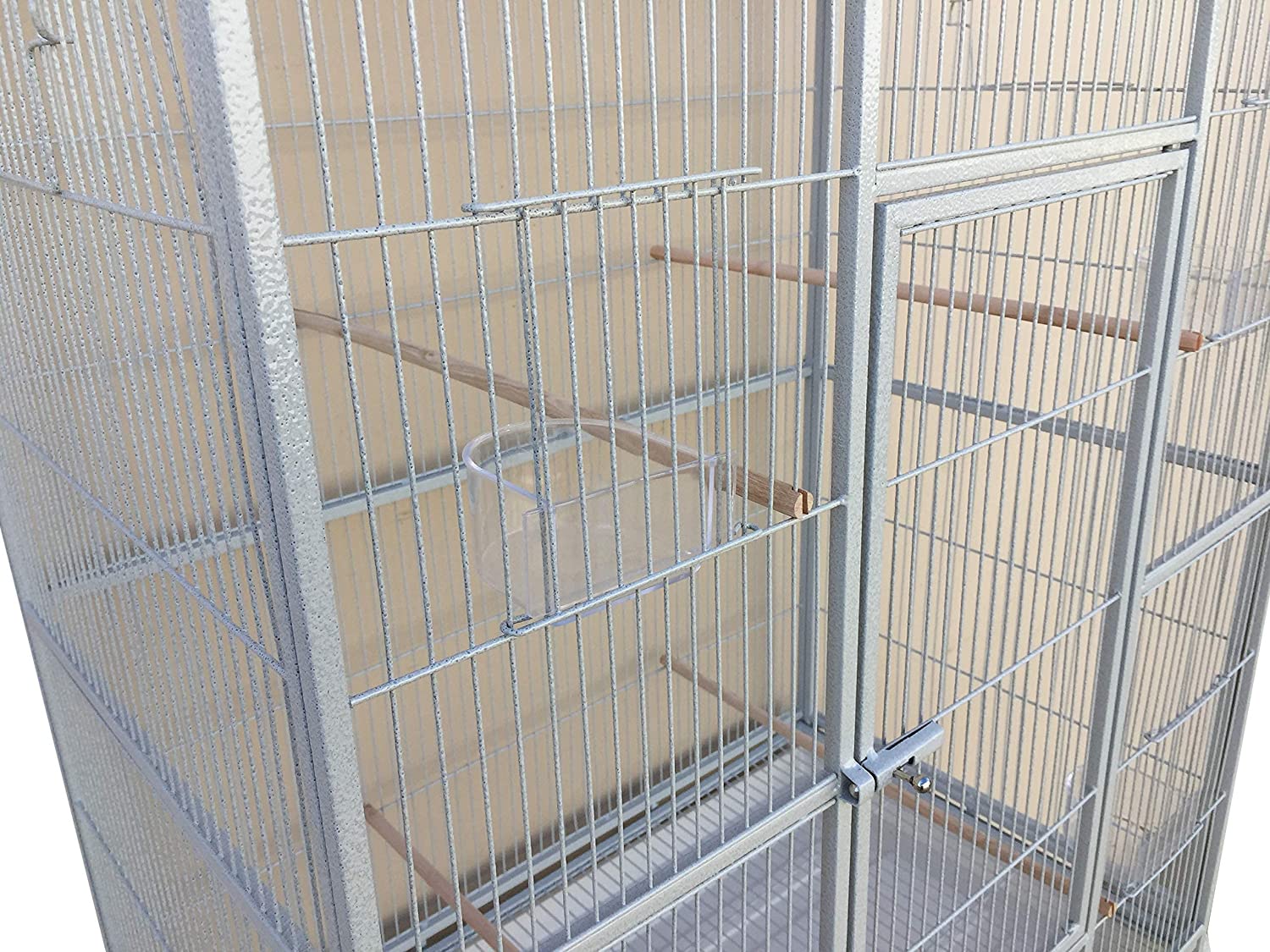 64" Extra Large Wrought Iron Side Nesting Box Doors for Flight Breeding Canary Parakeet Cockatiel Lovebird Finch Bird Flight Home Cage with Removable Rolling Stand