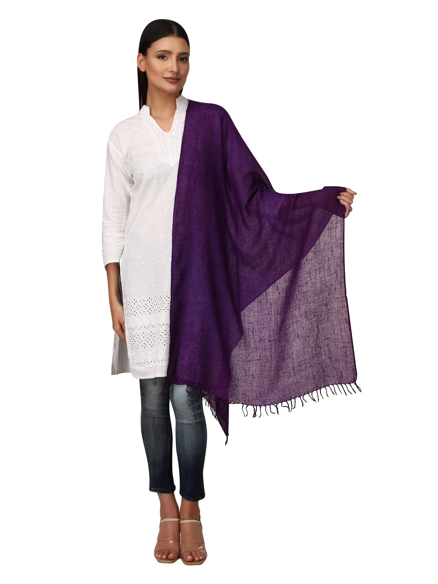 50% Cashmere & 50% Angora wool handmade super soft and warm pashmina scarves/stoles (DEEP PURPLE)