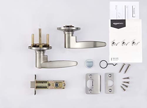 Amazon Basics Victory Door Lever, Passage, Satin Nickel