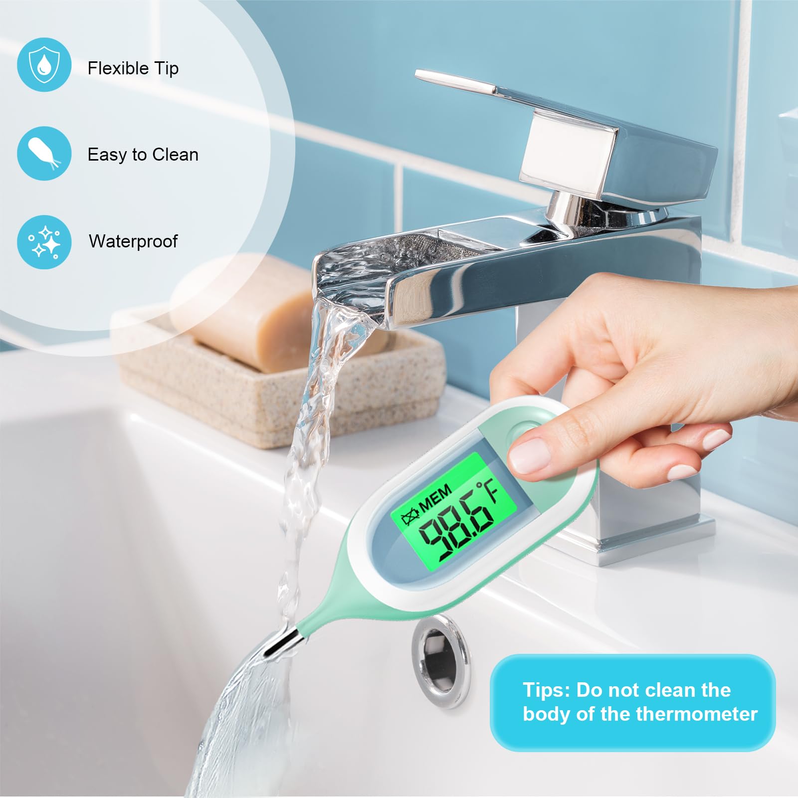 Baby Thermometer for Digital Rectal - Fast Accurate Infant Thermometer with Fever Alarm, LCD Display and Memory Function