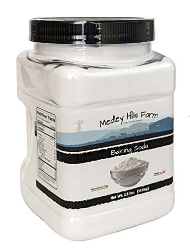 Baking Soda Aluminum Free By Medley Hills Farm 2.5 Lbs. in Reusable Container - Gluten-Free All Purpose Baking Soda for Cooking, Baking & Cleaning - Sodium Bicarbonate Pure Baking Soda Bulk - Made in USA