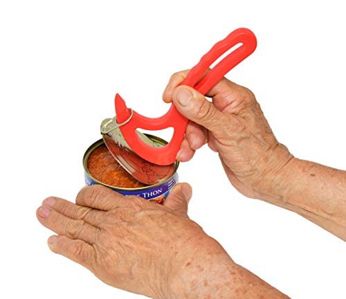 Safe Ring Pull Can Opener Protects Nails Arthritis Hands | Red - by Home-X