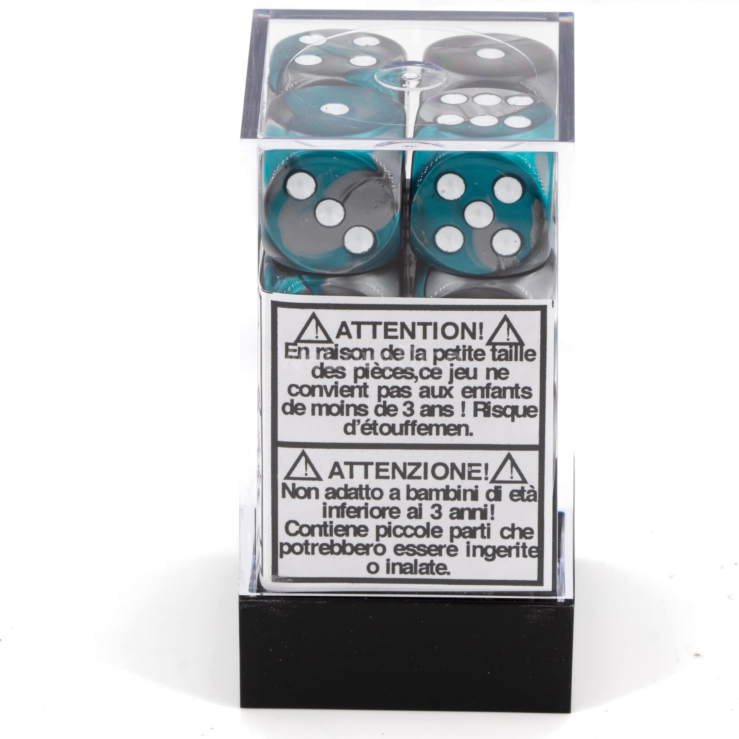 Chessex DND Dice Set D&D Dice-16mm Gemini Steel, Teal, and White Plastic Polyhedral Dice Set-Dungeons and Dragons Dice Includes 12 Dice β D6 (CHX26656)