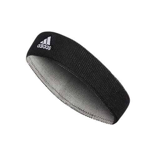 adidas Interval Reversible Terricloth Elastic Headband, Black/White/Aluminum, One Size