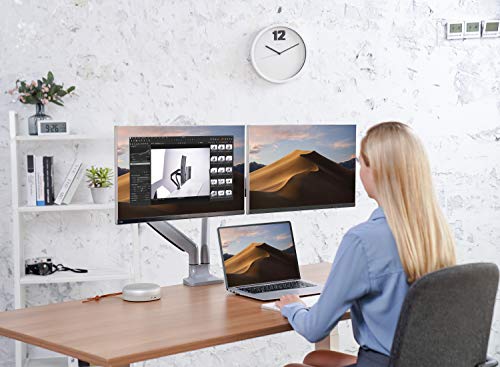 EleTab Dual Monitor Mount Stand Full Motion Swivel Gas Spring LCD Arm Fits for 2 Computer Screens 13 to 32 inches - Each Arm Holds up to 19.8 lbs