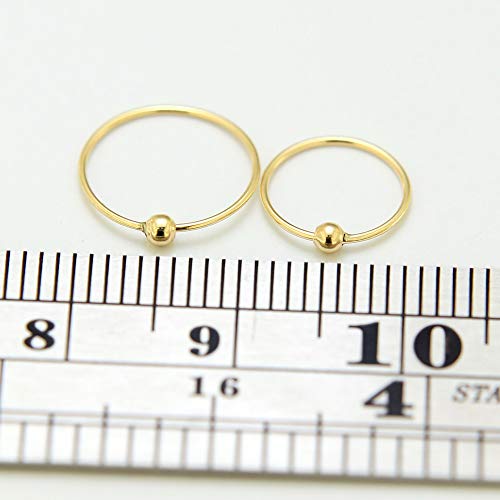 9 Karat Yellow Gold 22 Gauge - 10MM Length Captive Bead Nose Piercing Ring Jewelry