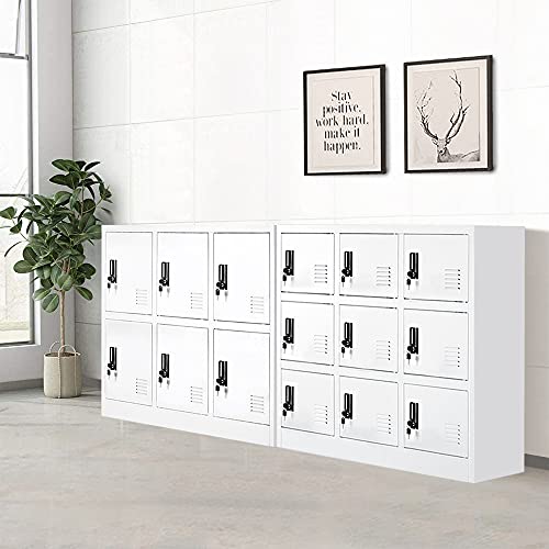 STECAN 6 Doors Metal Locker Employees Steel Storage Lockers for School,Home, Office,Gym, Kids Locker(White)