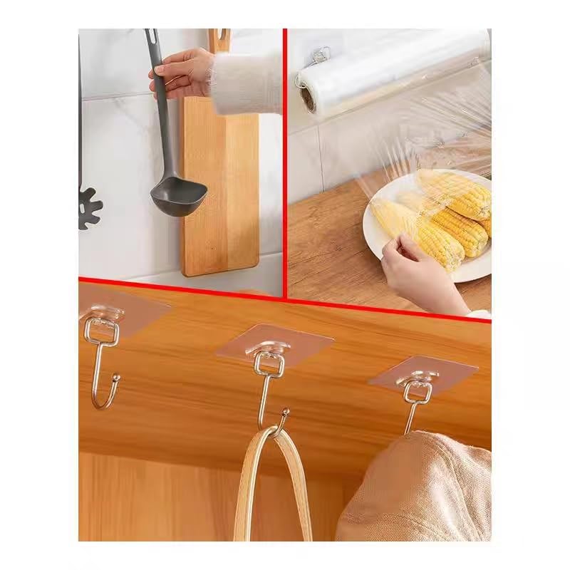 8pcs Large Adhesive Hooks For Hanging 25Ib(Max),Waterproof And Rustproof Wall Hooks For Hanging Heavy Duty,Self Adhesive Hooks Ceiling,Shower Key Hooks,No Damage,No Nail Sticky Wall Hooks For Kitchen
