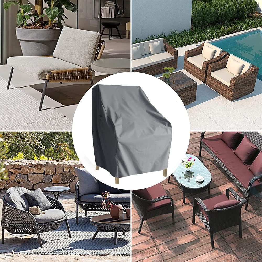 Patio Chair Cover Grey Skyour Outdoor Waterproof Heavy Duty Single Lounge Deep Chair Sofa Furniture Protector High Back Chairs Covers for Backyard Veranda Lawn Garden (2)