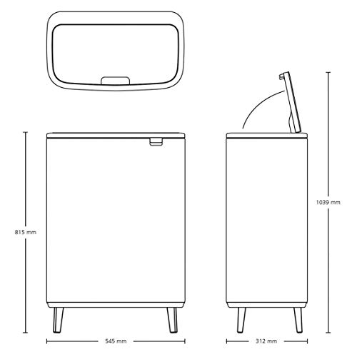 Brabantia Bo Touch Bin HI - 1 x 60 Litre Inner Bucket (Matt Black) Waste/Recycling Kitchen Bin