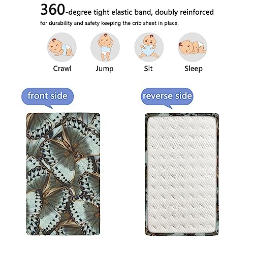 Exotic Themed Fitted Mini Crib Sheets,Portable Mini Crib Sheets Ultra Soft Material - Crib Mattress Sheet or Toddler Bed Sheet,24β x38β,Almond Green Black