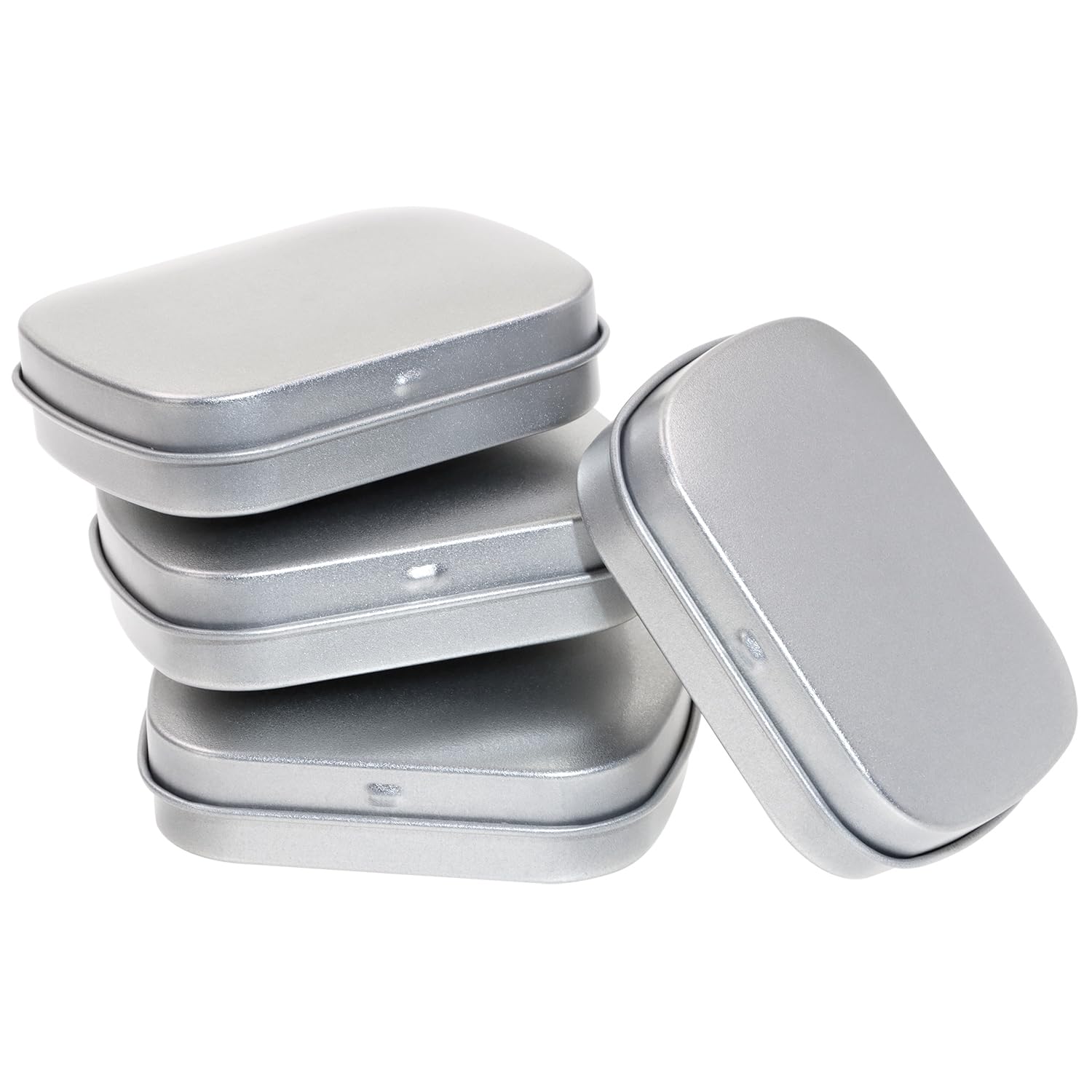 Mini Skater Silver Metal Rectangular Empty Hinged Tins Box 2.3x1.7x0.59 Inch Portable Home Kitchen Small Storage Container with Lids for Small Items Jewelry Beads Craft Projects (8)
