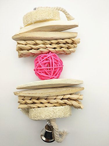 Hypeety Bird Parrot Cuttlebone Toy Bird Chew Toy Colorful Rattan Ball Toy Safe and Fun for African Grey, Amazon Conure Cockatoo Macaw Cockatiel