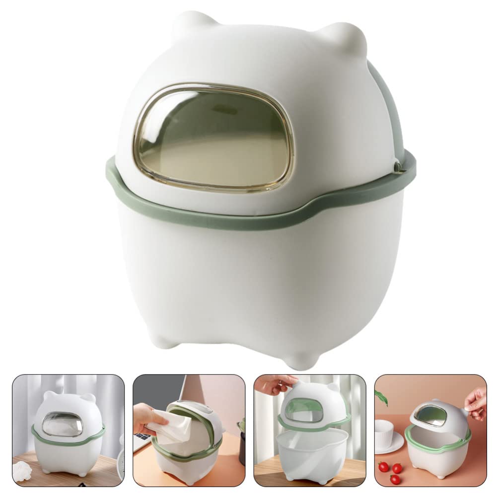 UPKOCH Slim Desk Cute Desk Trash Can Mini Trash Bin with Lid Bathroom Garbage Can Small Wastebasket Makeup Brush Container for Cupboard Bathroom Car Trash Cans