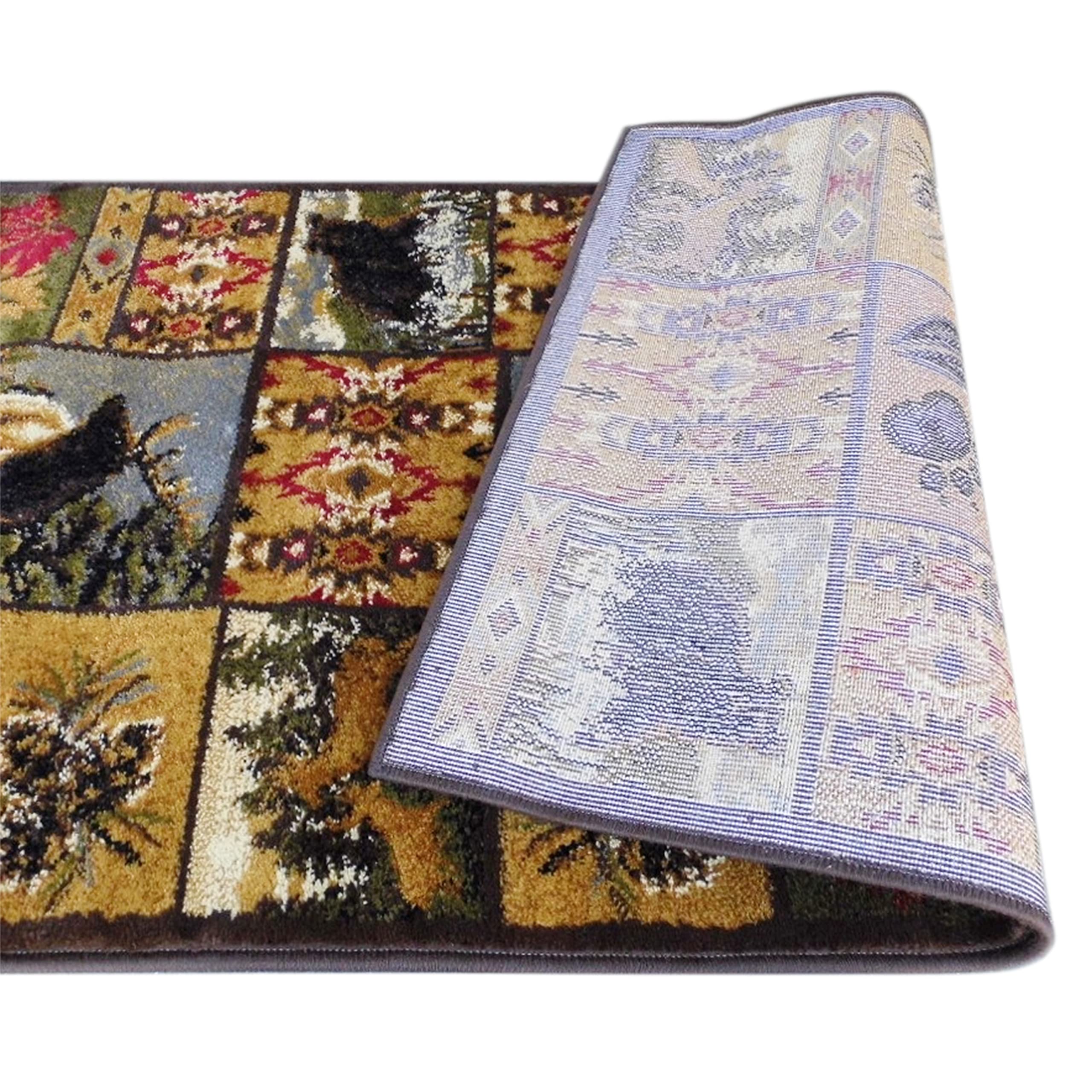 Area Rug Runner Wildlife Bear and Elk Scene (2 Feet 2 Inch X 7 Feet 2 Inch)