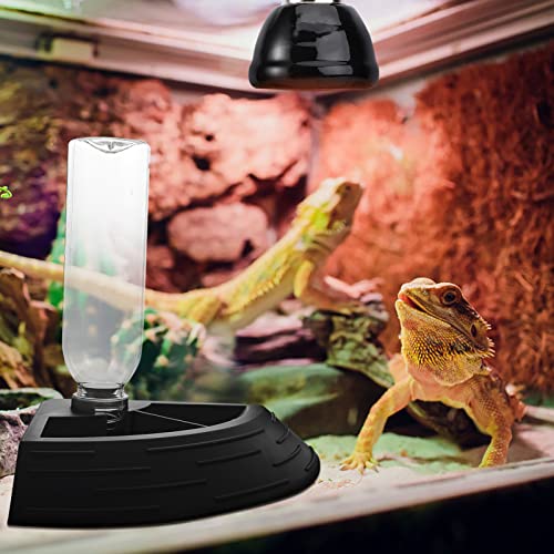 Balacoo Reptile Water Feeder Automatic Water Dispenser Waterer Feeding Accessories for Turtle Bearded Dragons Lizards Geckos Pet Lizard Drinking Tray Black