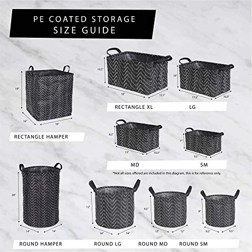 DII Laundry Storage Collection Cabana Stripe Collapsible and Waterproof Bins, Round Hamper, 13.75x20, Black