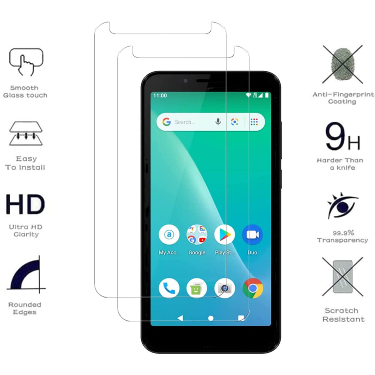 AISELAN for Schok Volt SV55 SV55216 Glass Screen Protector, [2 Pcs] High-Defintion Clear Scratch-Resistant Easy Installation Screen Tempered Glass for Schok Volt SV55 SV55216