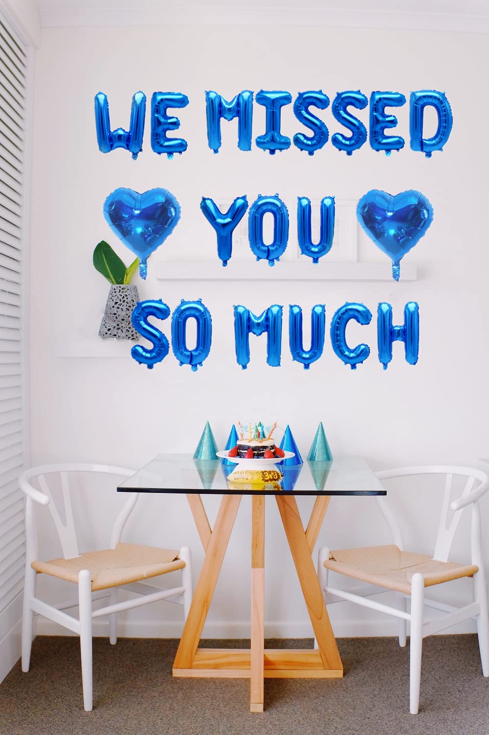 Pargleev We Missed You So Much Balloons with Star Hanging Foil Balloons Letter for High School College Grad Graduation Retirement Party Decorations Blue