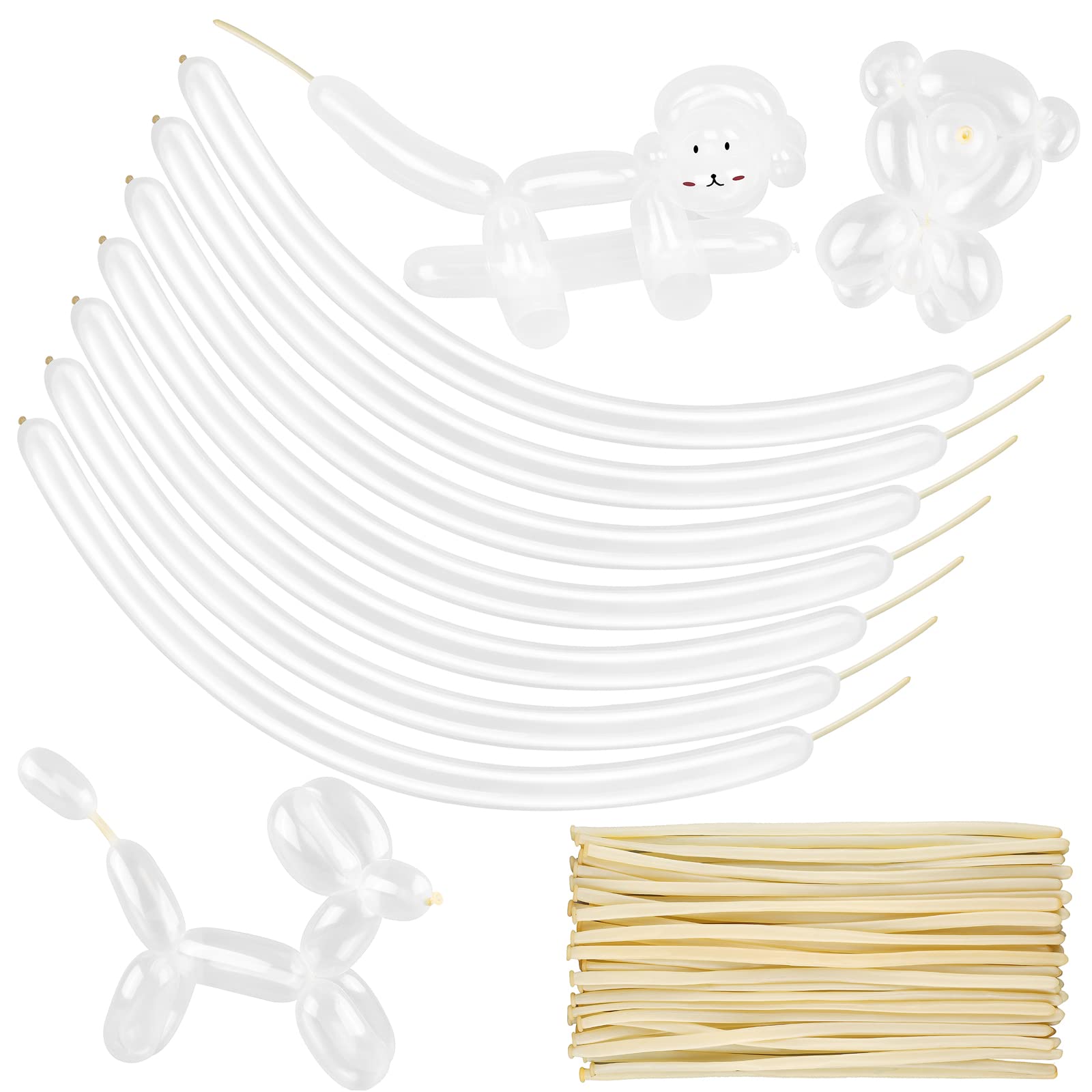Aodaer 72 Pieces Long Skinny Latex Balloons Twisting Balloons Modelling Balloons for DIY Festival Party Favors Birthday Wedding, Clear