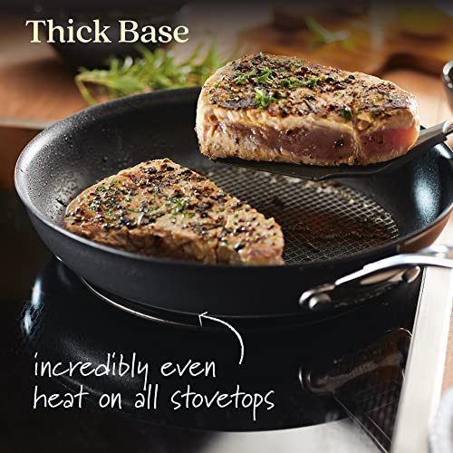 Anolon X SearTech Aluminum Nonstick Cookware Frying Pan Set, 2-Piece, Super Dark Gray