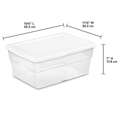 Sterilite 16 Quart Multipurpose Clear Plastic Stacking Storage Container Box with Secure Latching Lid for Home or Office Organization, 108 Pack