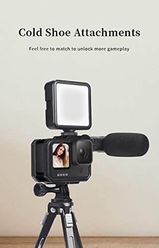 Durable Aluminum Camera Cage for GoPro Hero 11 - Protective Housing with Cold Shoe Mounts, Precision Cut Ports, Anti-Vibration, and Heat Dissipation for Smoother Filmmaking