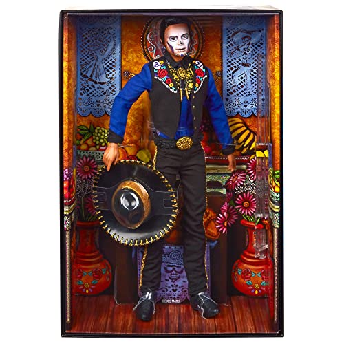 Barbie 2022 Día De Muertos Ken Doll Wearing Shirt, Vest & Sombrero, with Calavera Face Paint, Gift for Collectors
