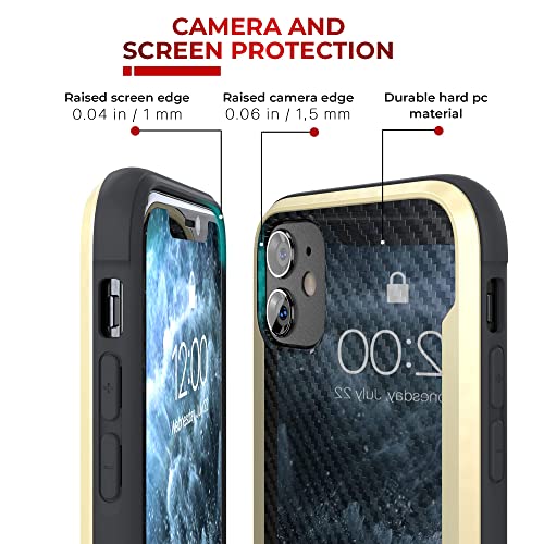 Nicexx Designed for iPhone 11 Case with Carbon Fiber Pattern, 12ft. Drop Tested, Wireless Charging Compatible - Gold
