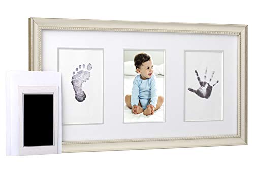 Lil Peach Deluxe Baby Prints Keepsake Frame, Makes Perfect Nursery Décor, Creative Baby Gift, or Addition to Baby Registry, Silver