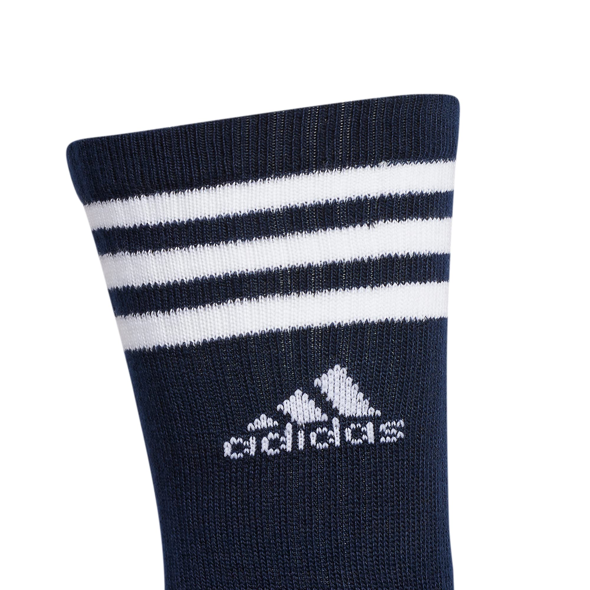 adidas Men's Athletic Cushioned Crew Socks with Arch Compression for a Secure Fit (6-Pair), Cool Light Heather/Collegiate Navy/White, Large