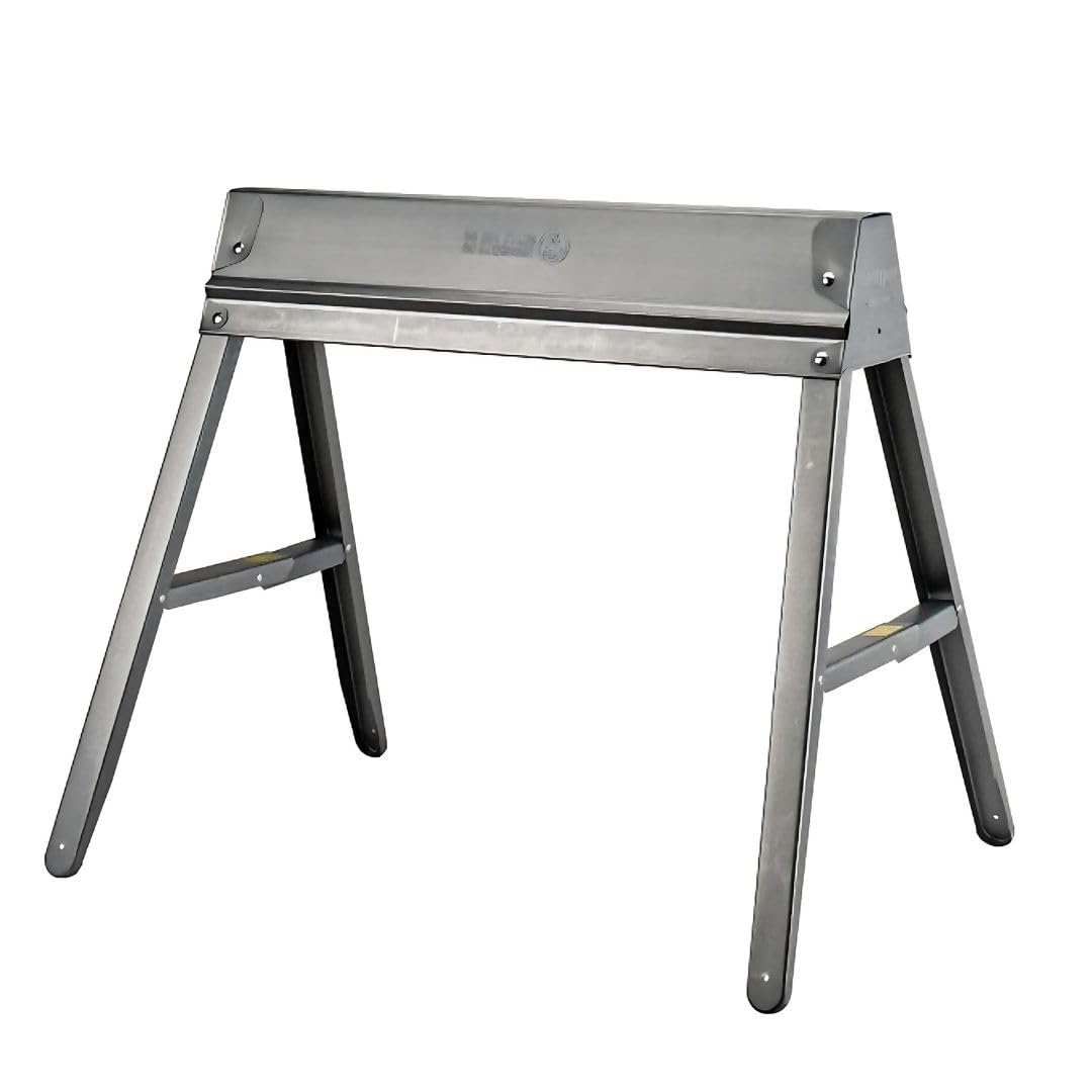 PRO SOURCE Folding Steel Sawhorse: Sturdy Space Saving Design, One Saw Horse, 29" High x 31" Long