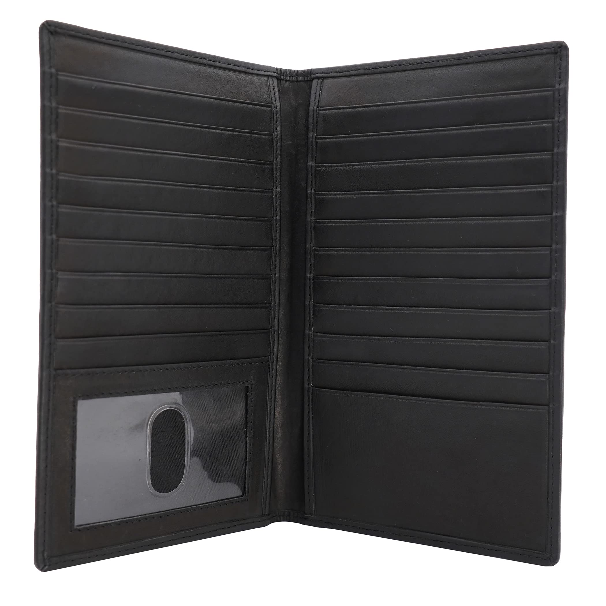 ag wallets Genuine Leather Mens Long ID 19 Credit Card Security Wallet (RFID_Burgundy)