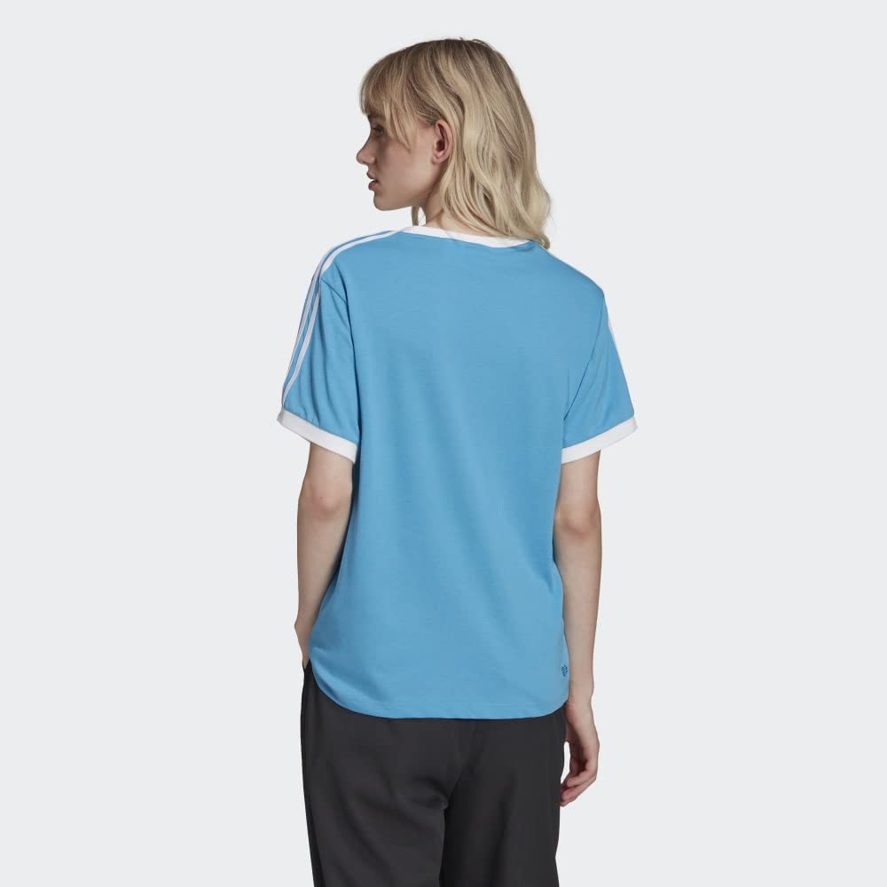 adidas Originals Women's 3-Stripes Tee, Sky Rush, Large