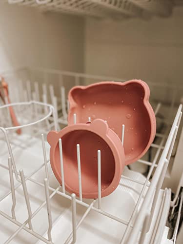 Ullabelle Kids Silicone Animal Suction Plate, Suction Baby Bowl & Baby Spoons for Toddlers (Pink)