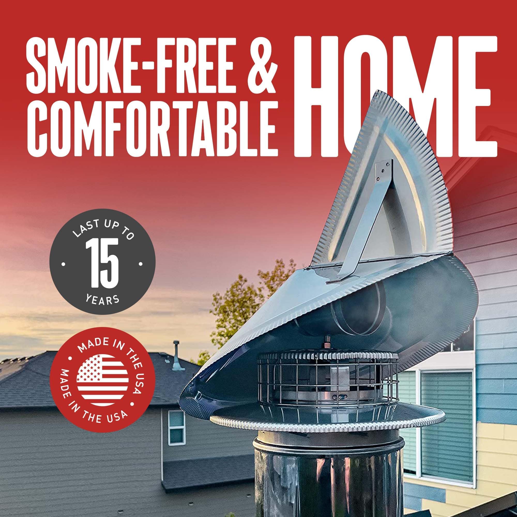 Chimcare Chimney Cap - Wind Directional Chimney Cap, Wind-Driven Chimney Cover, Round Stainless Steel Chimney Cap, for Non-Air Cooled Chimneys, Easy to Install, USA-Made, 6 inches Round 6ā Round 6ā Round 6ā