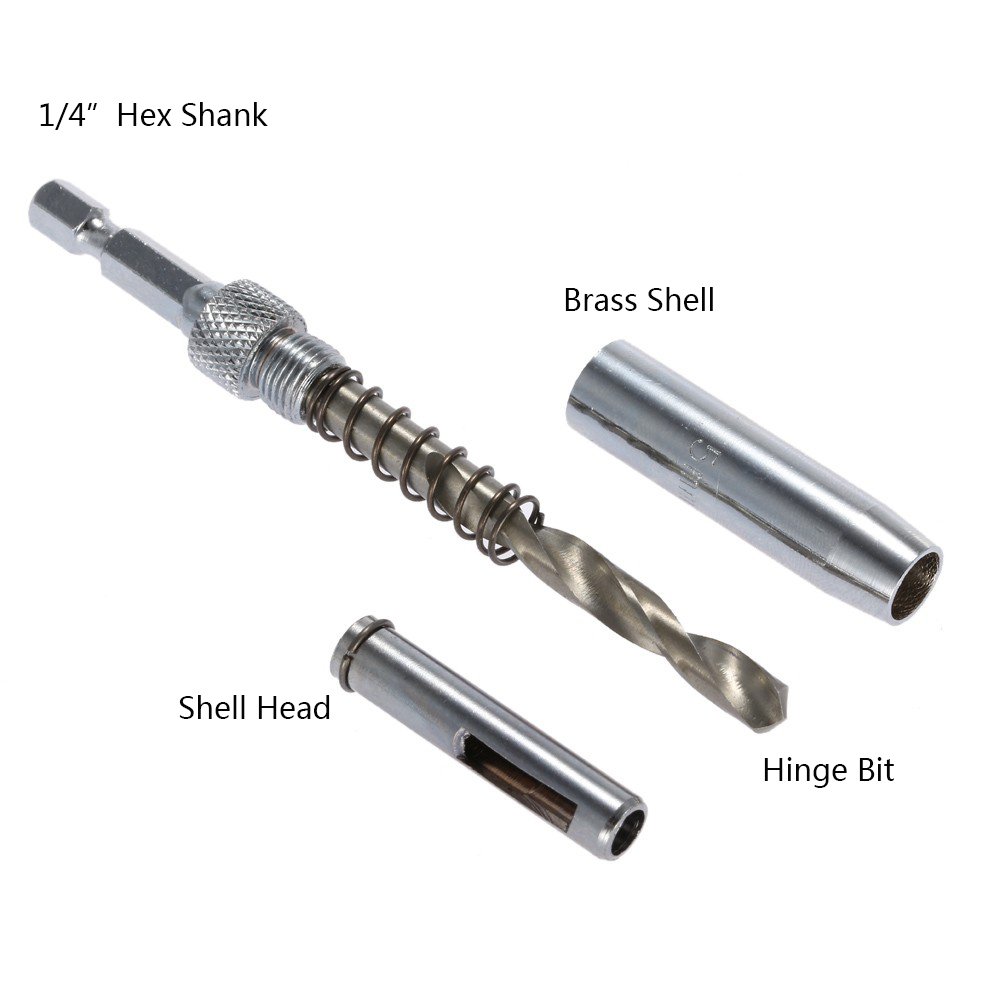 GORCHEN Center Drill Bit Set Self Centering Hinge Hole Drilling Tool Kit Woodworking Hinge Drilling Assortment 5 Sizes 7 Pcs