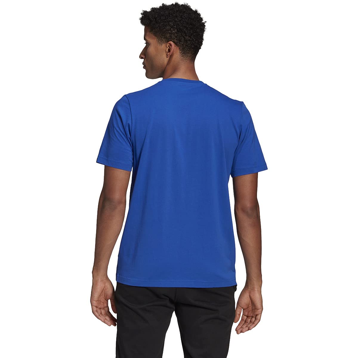 ADIDAS Men's Brushstroke Logo Crewneck T-Shirt Blue/White
