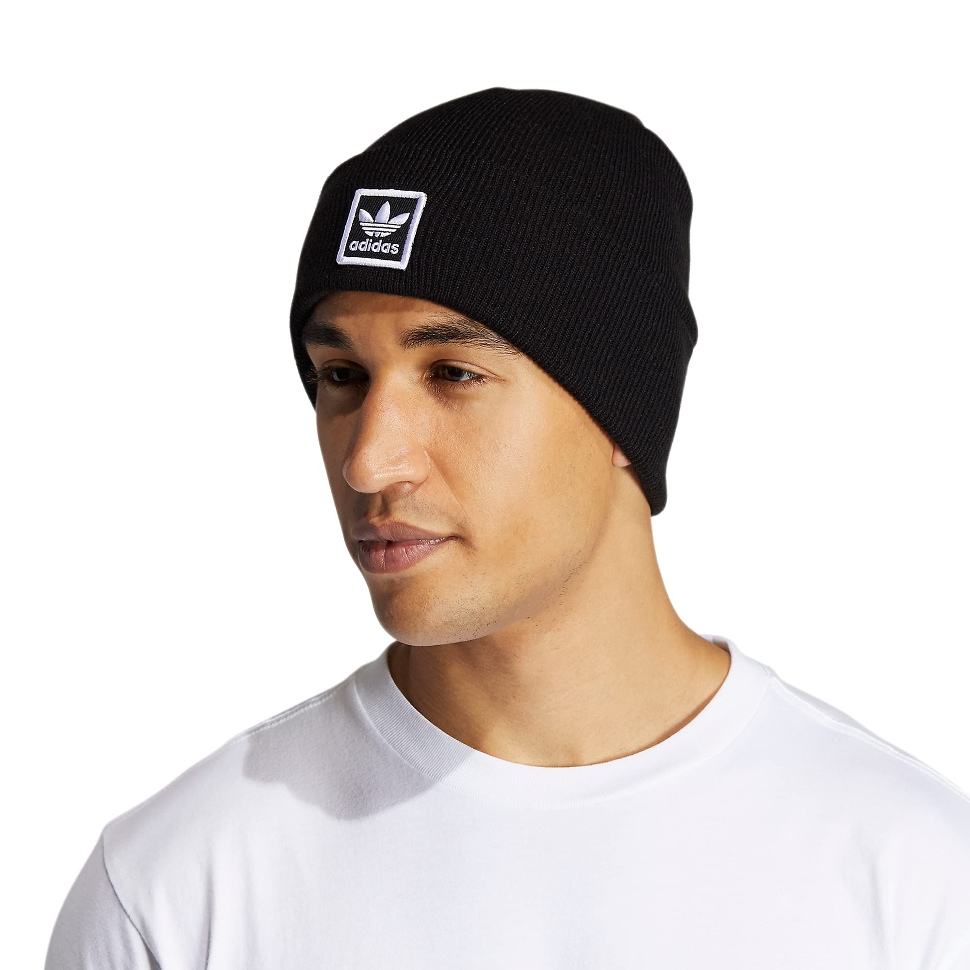 adidas Originals Tall Utility Cuff Beanie, White/Black, One Size