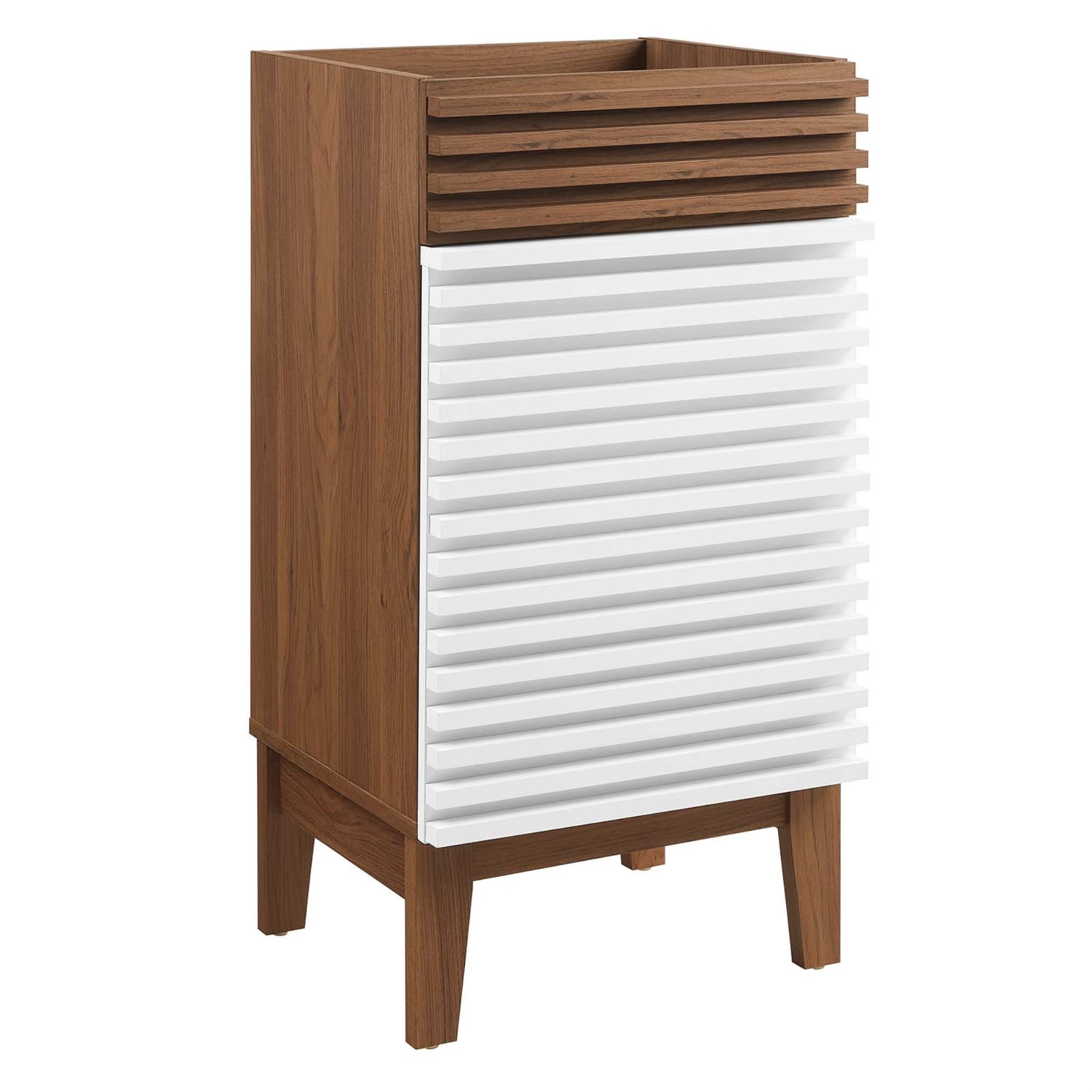 Modway Render 17" Particleboard Laminate Bathroom Vanity Cabinet in White/Walnut