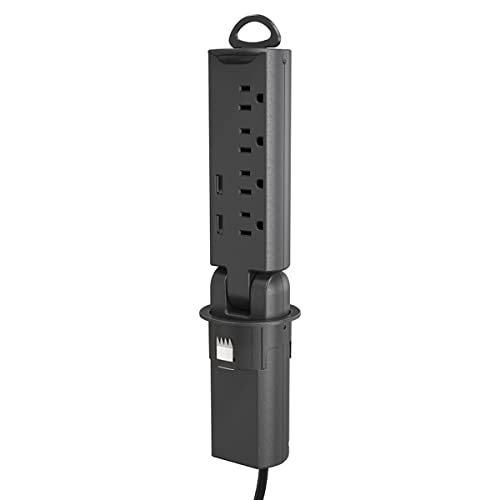 Balt Pop-Up Grommet Power Outlet and USB Charger, Requires a 2.36" (60mm) hole (66666) , Black