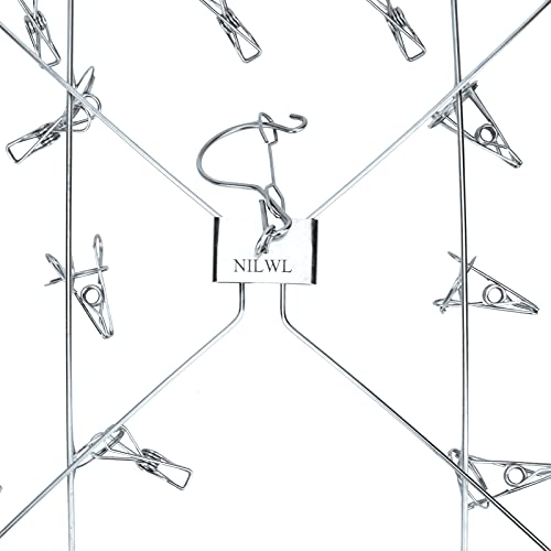NILWL Clothes Drying Rack for Laundry,Metal Clothes Racks for Hanging Clothes,Laundry Drying Rack for Underwear,Bra,Baby Clothes,Glove,Clothes Drying Rack Folding Indoor,Sock Hanger with 30 Clips