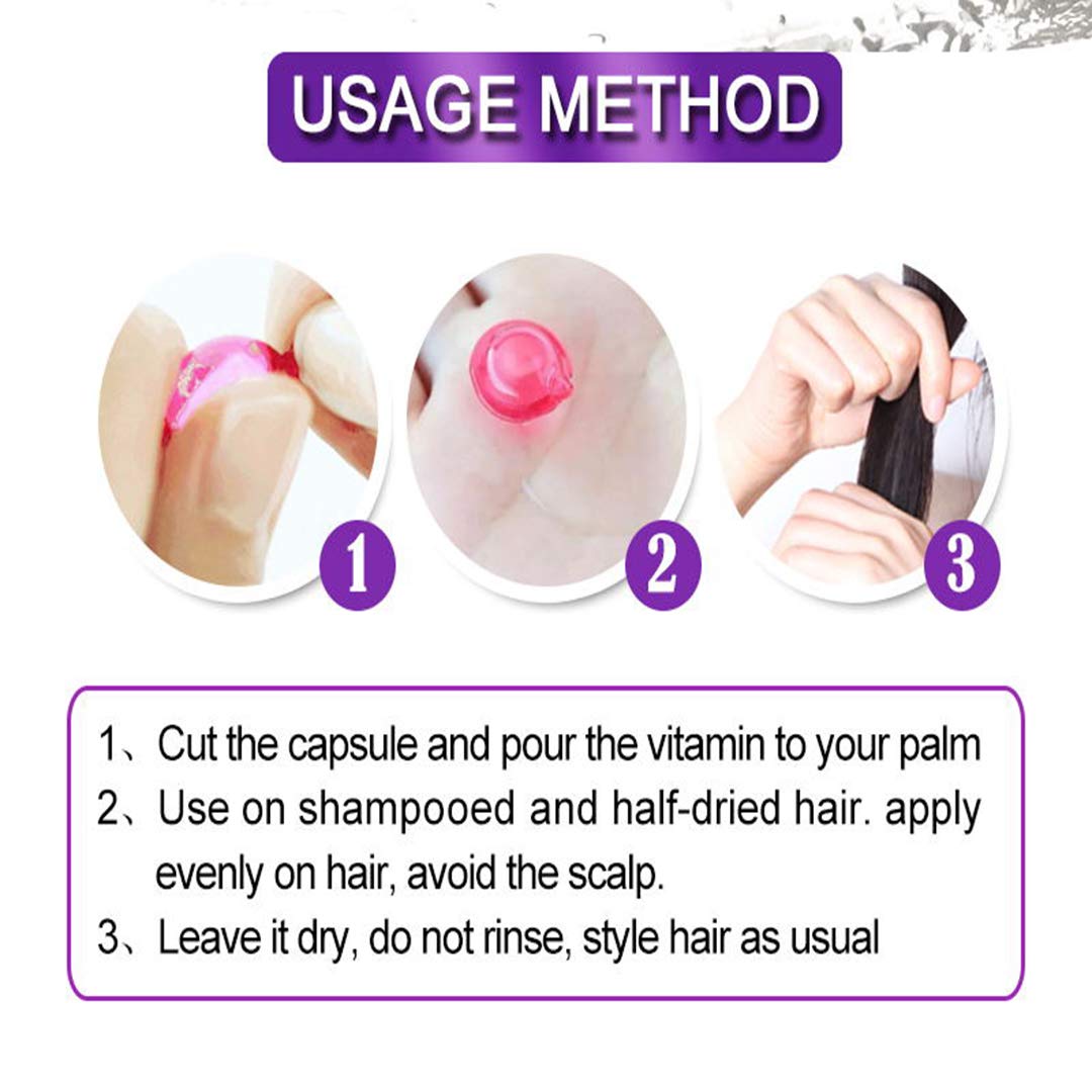 gowwim Hair Vitamin Serum Capsule, Multi-Oil Treatment for Smooth, Silky Hair Growth, Repair and Mask - 30 PCS