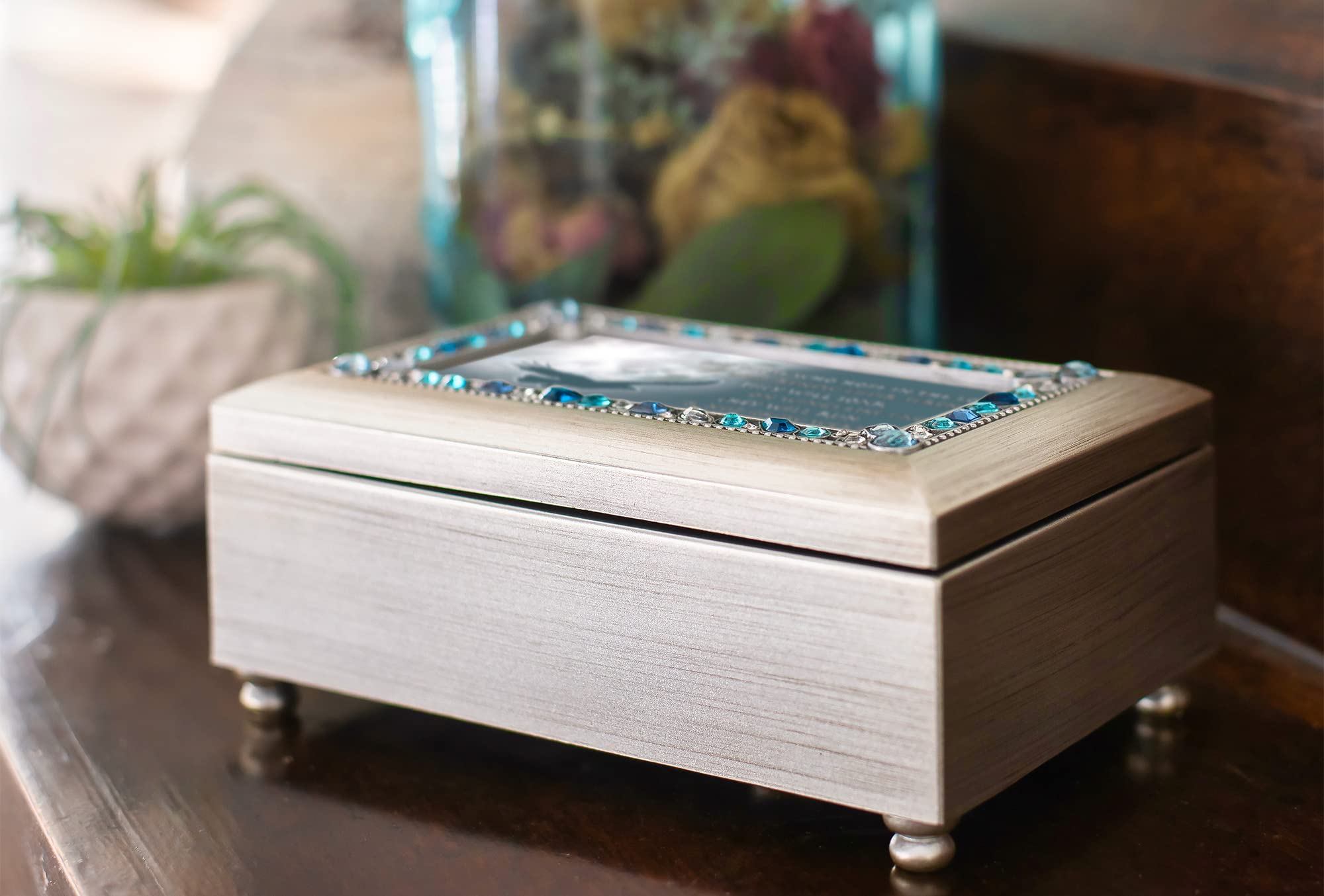Cottage Garden Those Who Hope Champagne Silver Petite Jeweled Music Box Plays How Great Thou Art