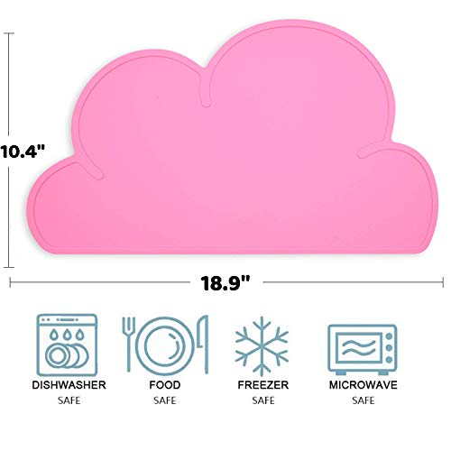 Silikong Non-Slip Silicone Placemats for Kids - BPA Free, Dishwasher Safe, Easy to Clean. 2 Pack (Pink/Gray)