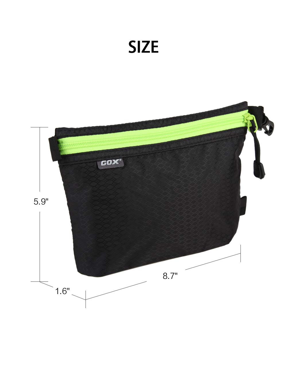 GOX Ultra Light Carry On Zipper Pouch Toiletry Bag Packing Sack Makeup Bag Digital bag (Black)