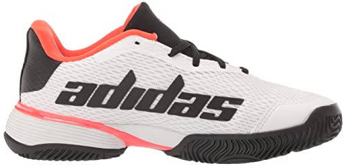 adidas Barricade Tennis Shoe, White/Core Black/Solar Red, 5.5 US Unisex Big Kid