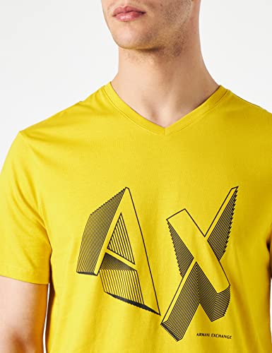 A | X ARMANI EXCHANGE Men's Pop Art Illusion Logo V-Neck T-Shirt, White, XL