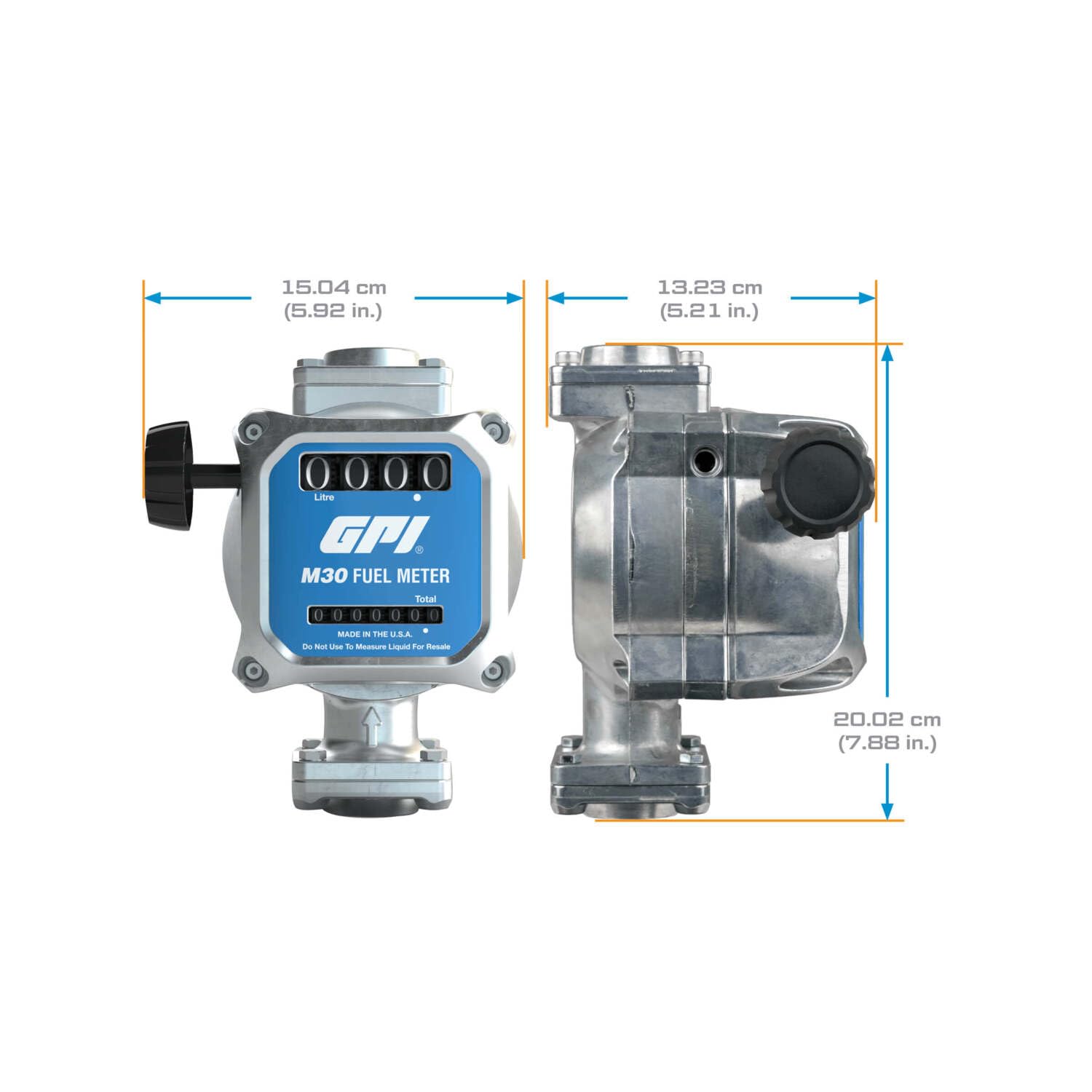 GPI - M30 Modular Mechanical Fuel Meter in litres, 19 to 114 litres/min, 1" NPT Inlet/Outlet (165100-02)