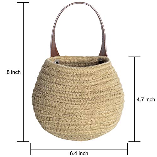 Jute Woven Hanging Storage Baskets, 2pack Wall Hanging Basket Organizer for Plants, Key, Sunglasses, Wallet on Door, Small Woven Baskets for Storage, Rope Woven Baskets for Baby Nursery Kids Gift